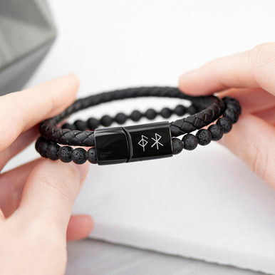 Personalised Men's Rune Duo Health & Love Bracelet | Menkind