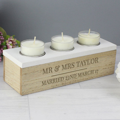 Personalised Triple Tea Light Box