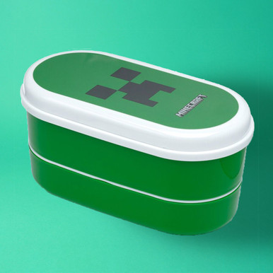 Minecraft Creeper Stacked Lunch Bento Box with Cutlery | Menkind