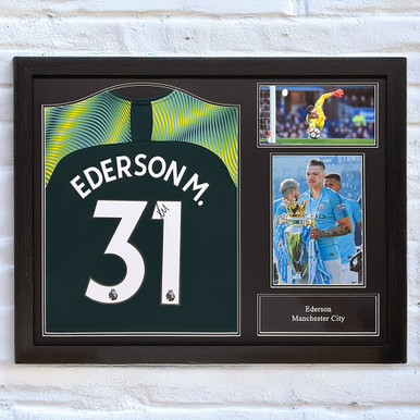 Ederson Signed Manchester City Shirt - Framed | Menkind