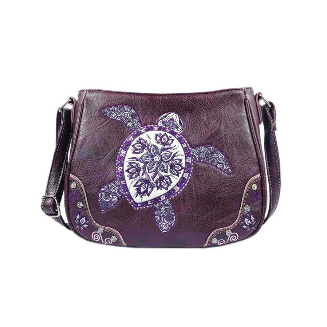 Purse with Embroidered Turtle Design