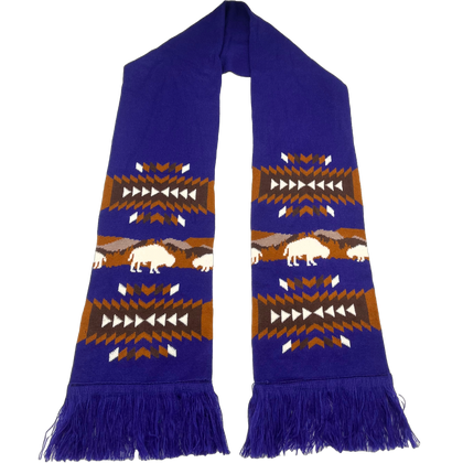 Knitted Scarf With Fringe Rustic Bison - Western Varieties