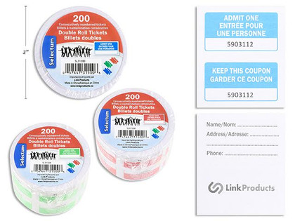 Ticket Dbl Roll 250 - 50/50 Admit One Assorted Colors