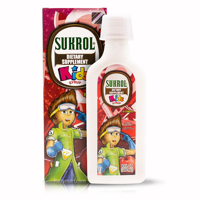 Sukrol Kids Cherry Syrup x 8 oz/ Sukrol Niños Jarabe de cereza x 8 oz