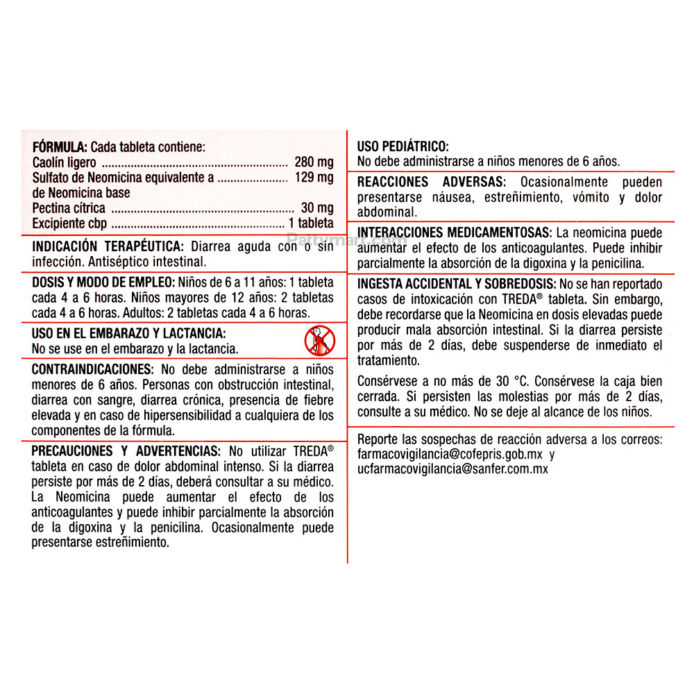 Treda - Elimina la diarrea x 30 Tabs