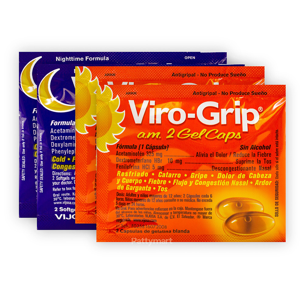 Set // Viro Grip Gel Dia 2 Sobres (4 Caps) + Gel Noche 2 Sobres (4 Caps ...