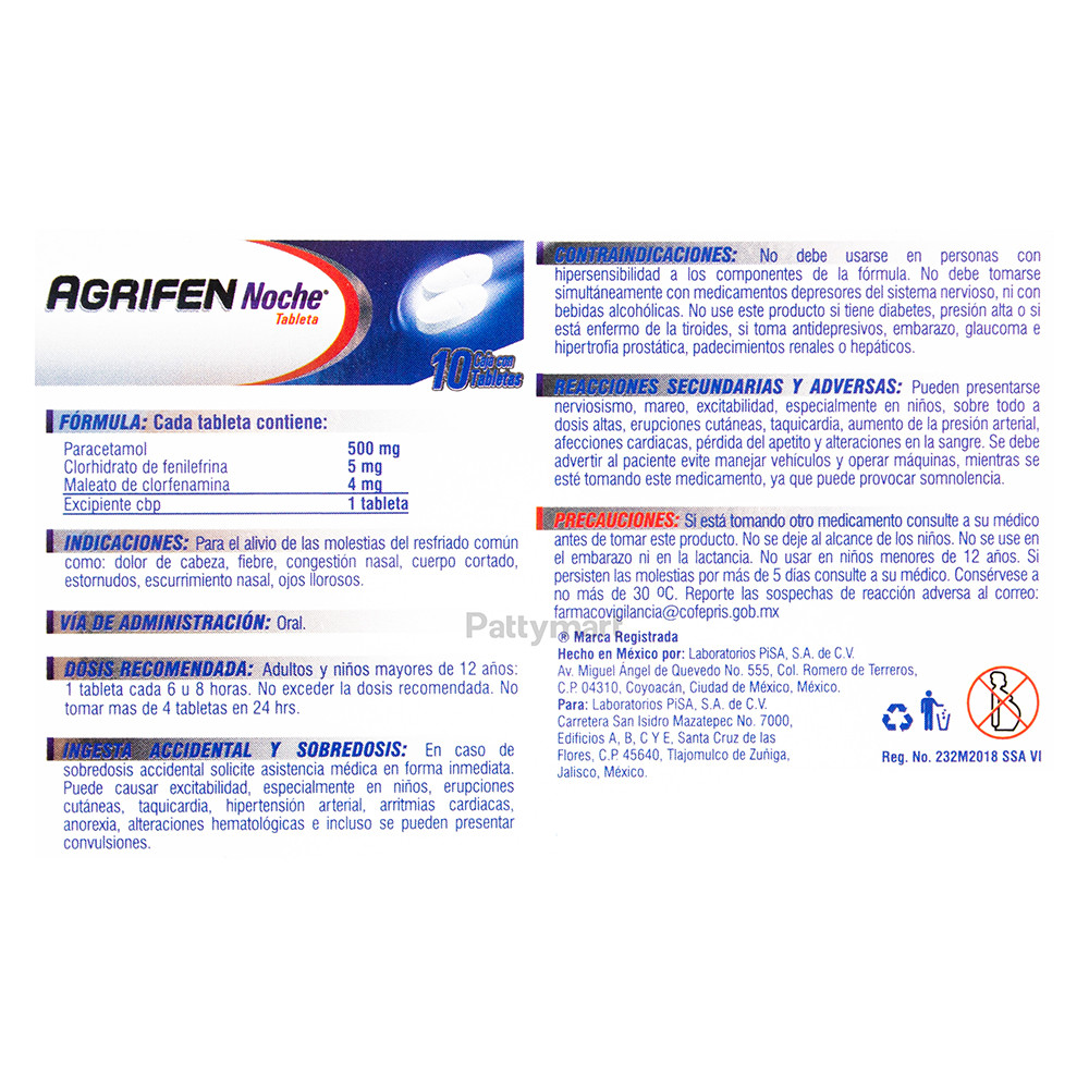 Agrifen Relieves pain and fever x 10 Tabs