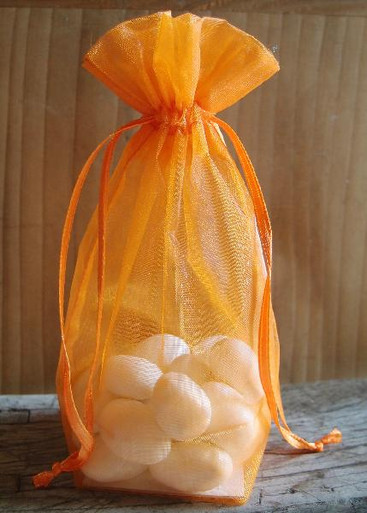 Orange Square Gusset Sheer Bag with Cardboard Bottom (4 sizes ...