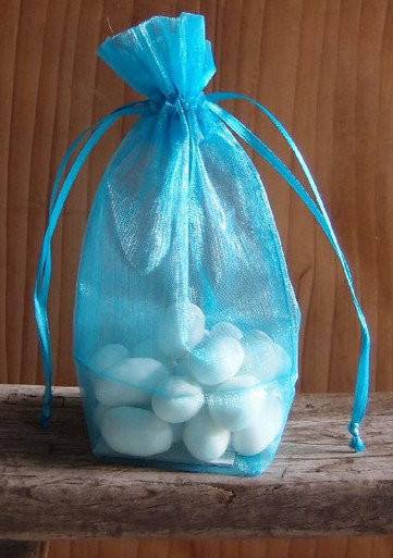 Turquoise Square Gusset Sheer Bag with Cardboard Bottom (4 sizes ...
