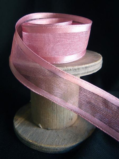 Mauve Sheer Ribbon with Satin Wired Edge (3 sizes) - Packaging Decor
