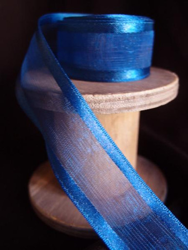 Navy Sheer Ribbon with Satin Wired Edge (3 sizes) - Packaging Decor