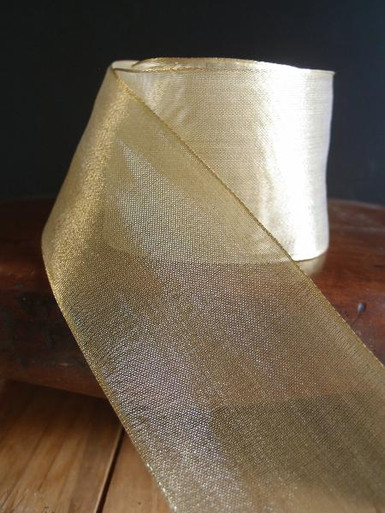 Plain Gold Metallic Wired Ribbon (4 sizes) - Packaging Decor