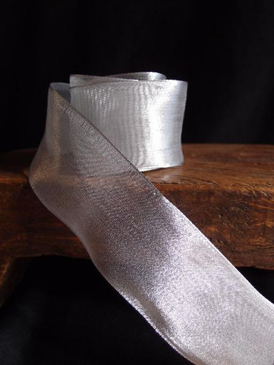 Plain Silver w/Wire Metallic Ribbon (5 sizes) - Packaging Decor