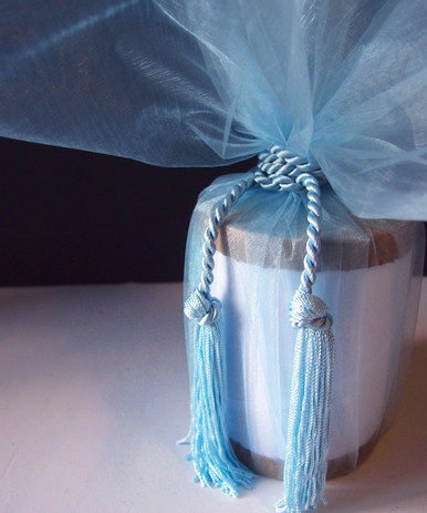 Light Blue Sheer Wrapper w/Tassel 28" dia. - Packaging Decor