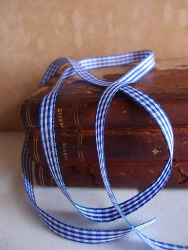 Royal Blue & White Gingham Checkered Ribbon (2 sizes) - Packaging Decor