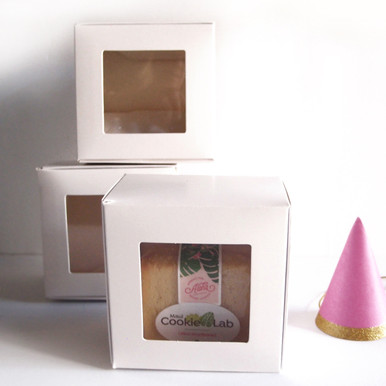 White Kraft Paperboard Tab Lock Folding Boxes with Window, Wholesale ...