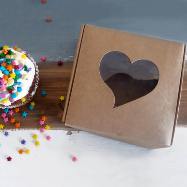 Heart Window Boxes Natural, Wholesale Kraft Boxes, Kraft Paperboard Tab ...