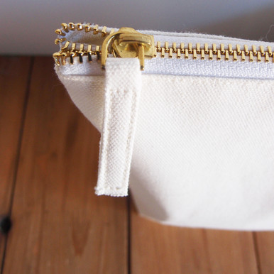 White Cotton Zipper Bag Standup Pouch with Gold Zipper - Packaging Decor