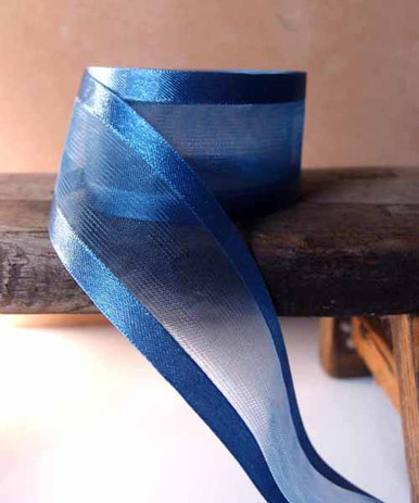 Navy Blue Sheer Ribbon with Satin Edge (6 sizes) - Packaging Decor