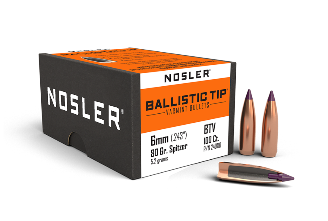 NOSLER 6MM (.243") 80GR BALLISTIC TIP VARMINT | 100 PACK | The Outpost ...
