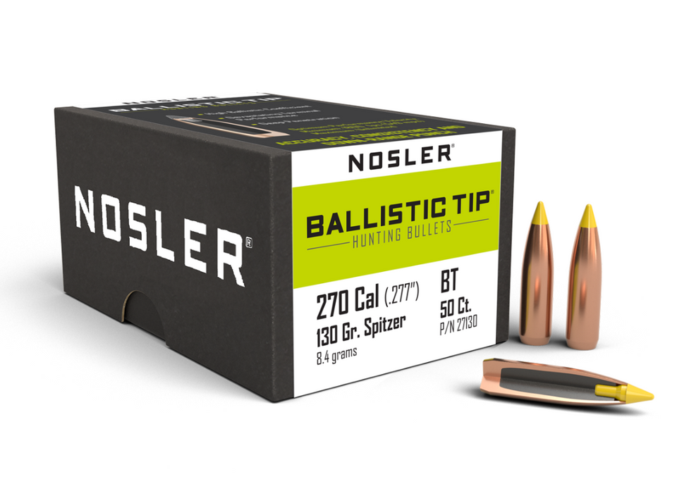 NOSLER .270 CALIBRE (.277") 130GR BALLISTIC TIP HUNTING | 50 PACK | The ...