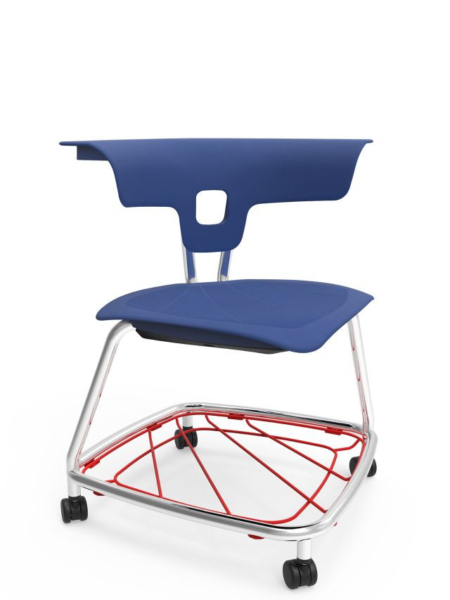 Ki Ruckus Rkv100h18br Polypropylene Chair With Casters And Bookrack 18