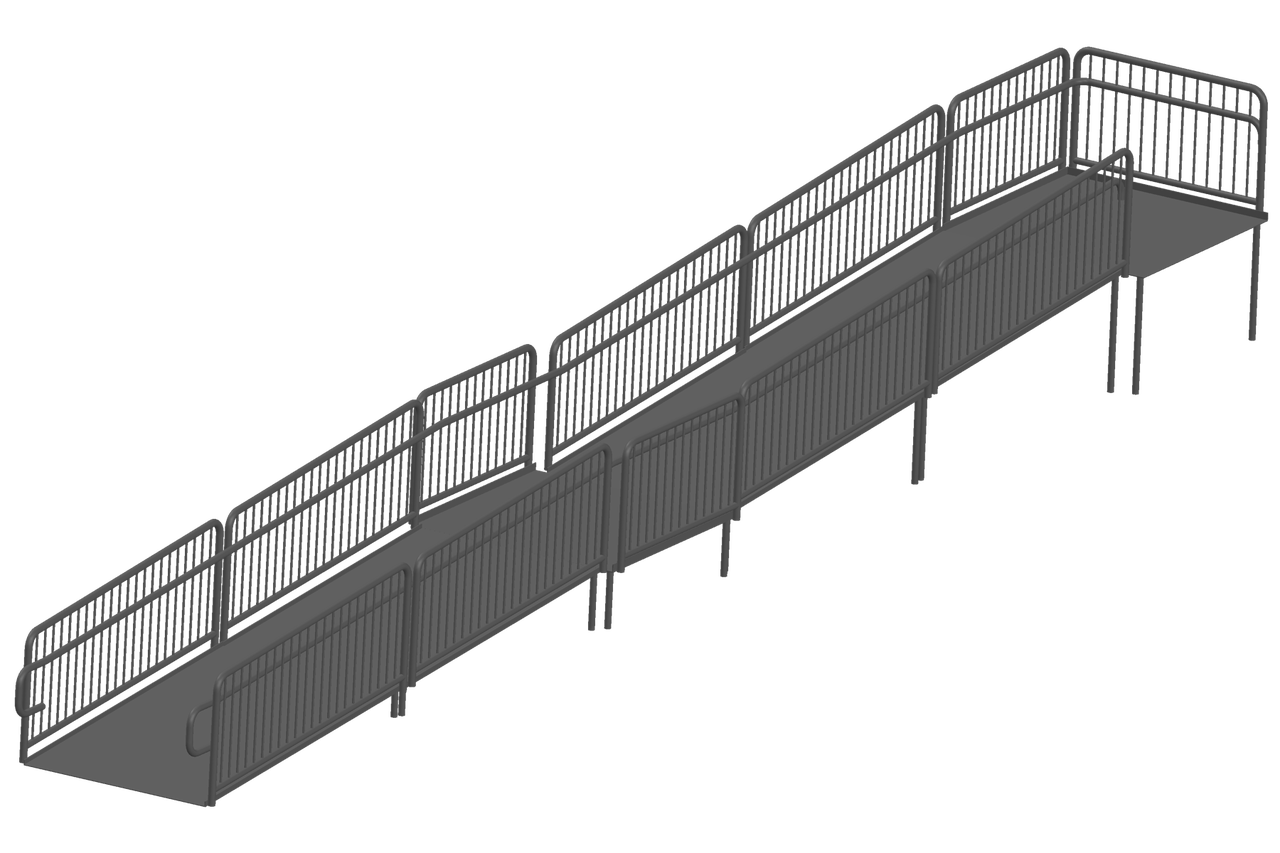 AmTab ADA Compliant 32 Inch Rise Stage Ramp with Handrails