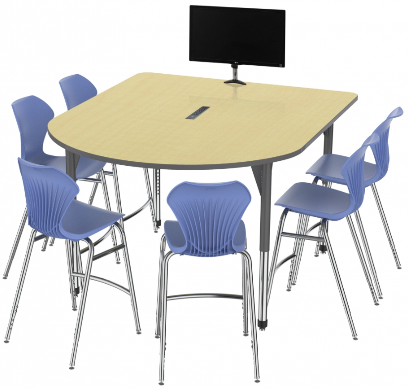 Premier Adjustable Height Multimedia Table with Light Duty Melamine Top ...