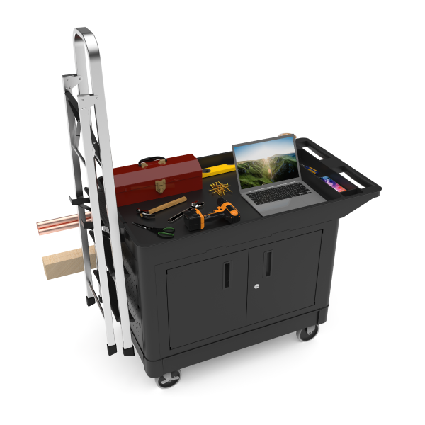 Industrial Work Cart with Locking Cabinet - Luxor XLC11C1 | Affordable ...