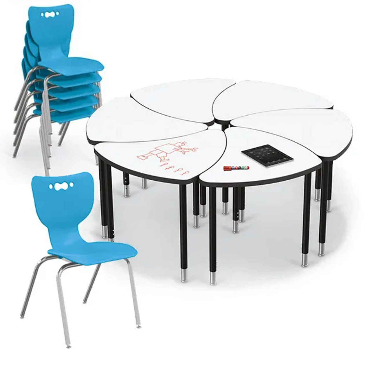 Dry Erase Chevron Creator Table And Hierarchy Chair Bundle Mooreco L