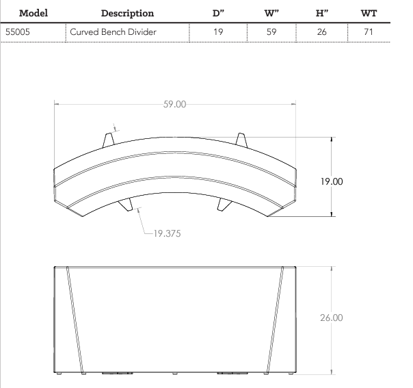 Flowform Curved Bench Divider - Smith System | Affordable Soft Seating ...