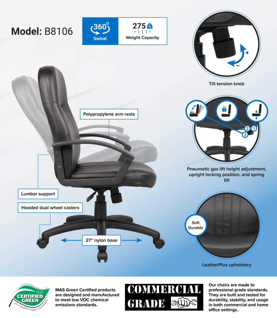 Executive Leather Budget Chair - Boss B8106 | Affordable Chairs and ...