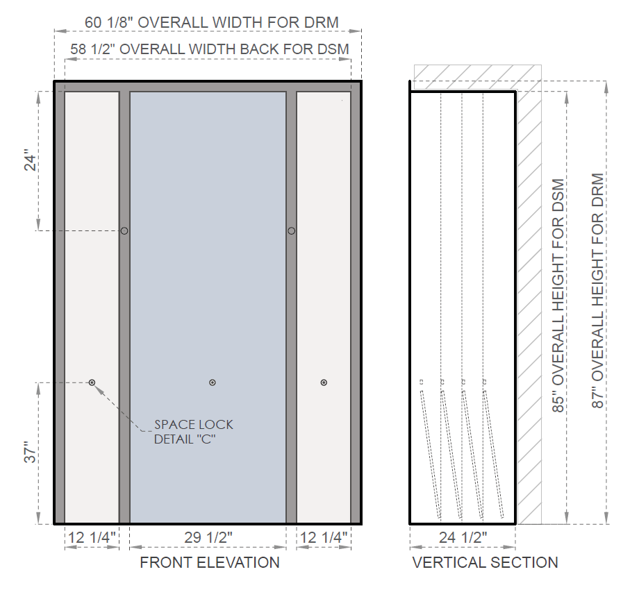 Triple Depth Surface Mounted Wall Mounted Table with Benches - Nelson ...
