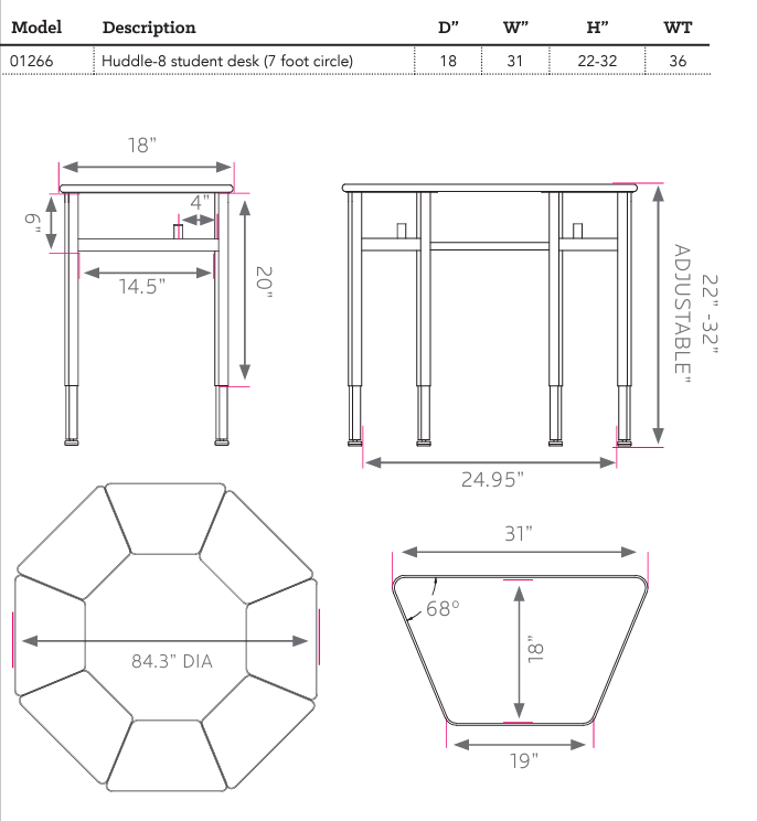 Planner Huddle 8 Student Desk - Smith System | Affordable School Desks ...