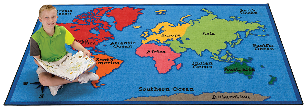 World Map Value Rug - Carpets For Kids 48.86 | Affordable Classroom ...