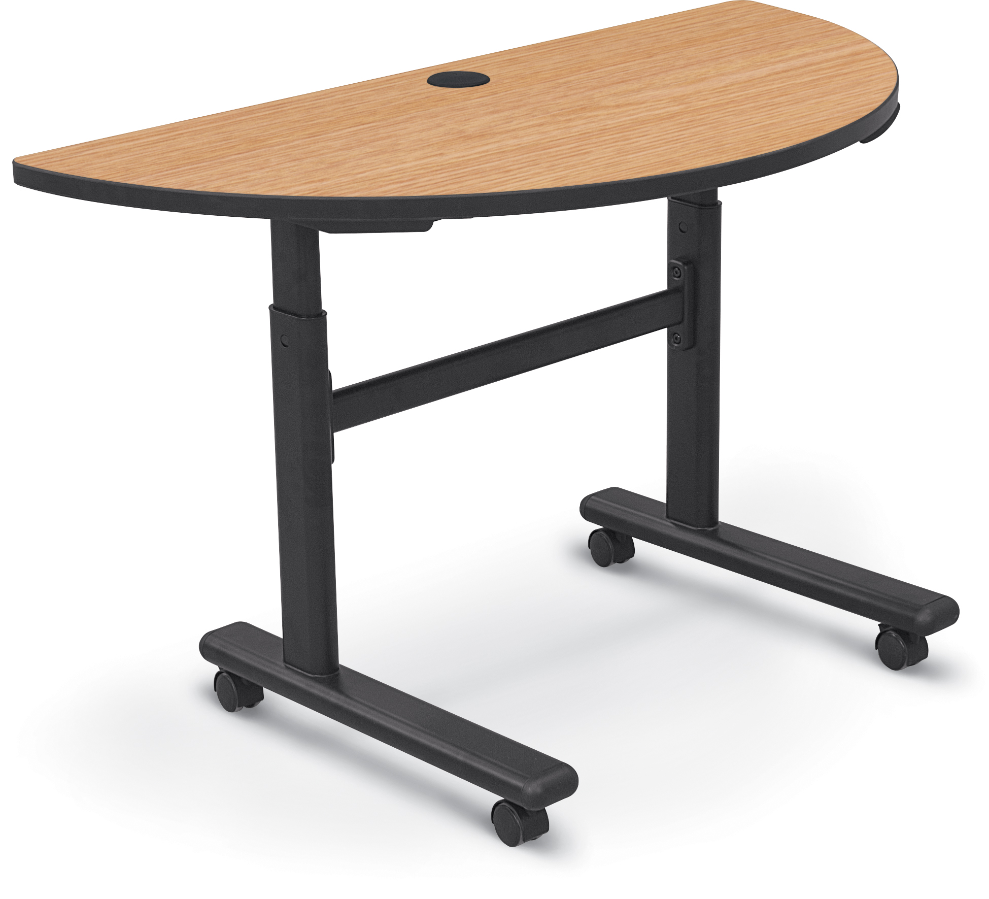 Height Adjustable Sit/Stand Flipper Table with Laminate Top, Half Round