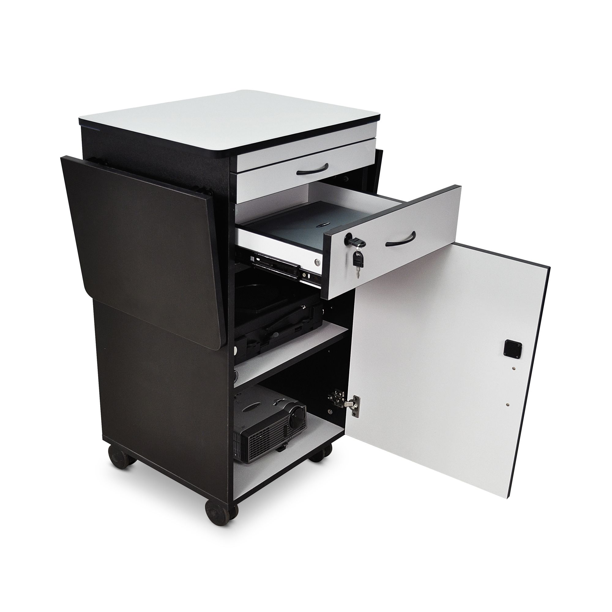 Mobile AV Presentation Station Cart with Locking Cabinet - Luxor WPSDD3 ...