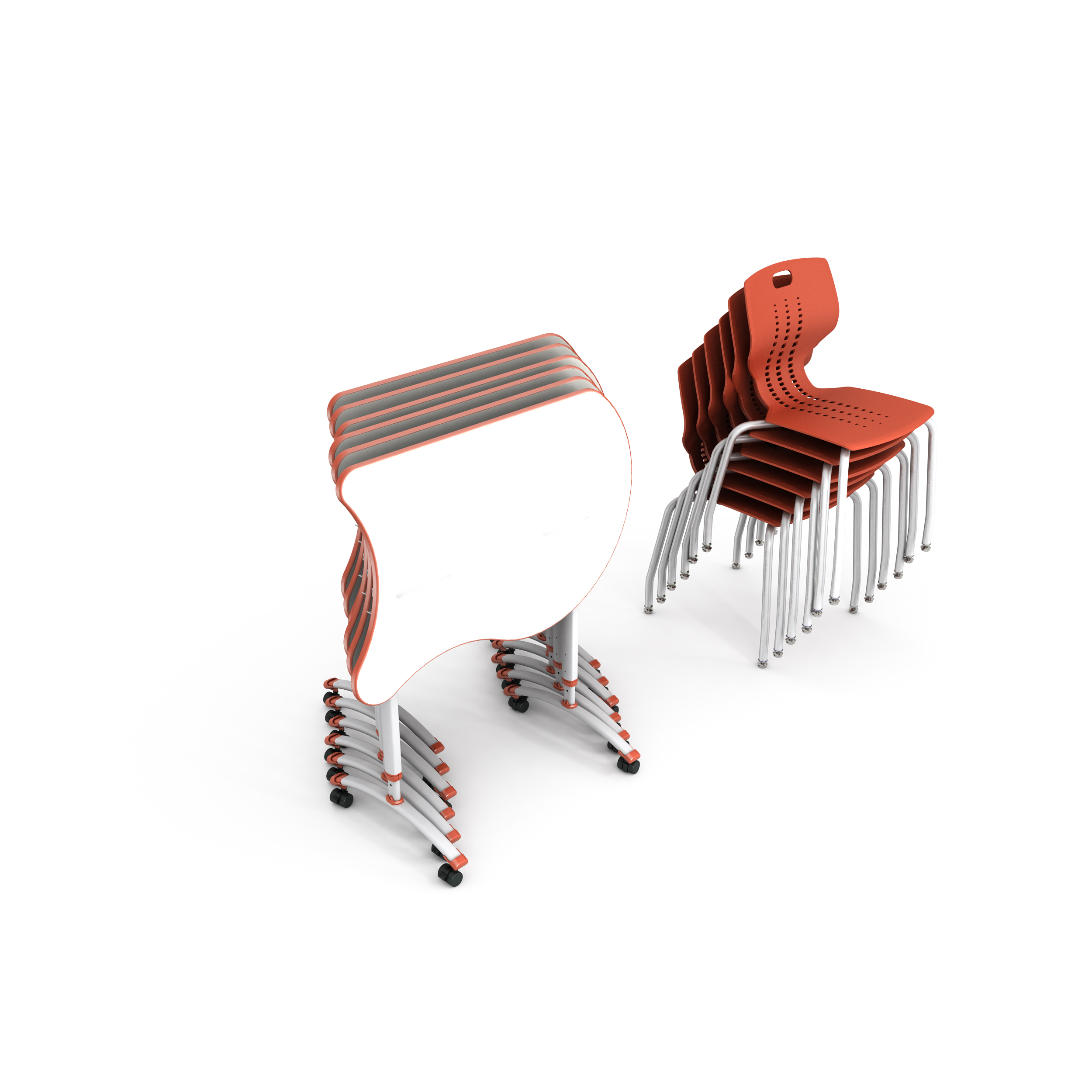 A&D Crossfit Koi Flip-Top Adjustable Leg Desk Package with Chairs ...