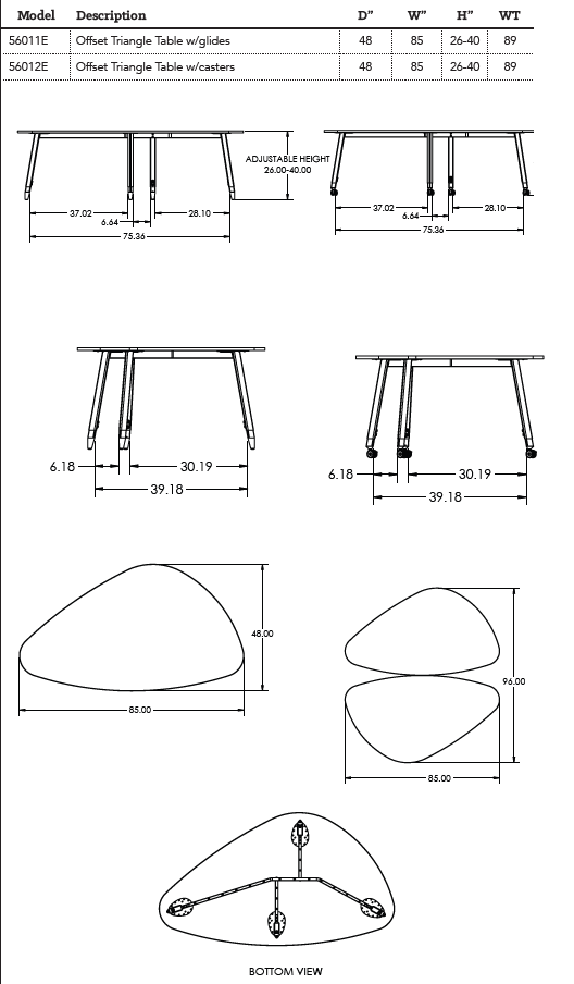 Flowform Offset Triangle Table - Smith System | Affordable School Table and Smith System Products!