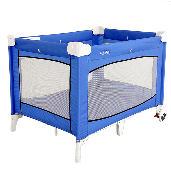 Blue Super Crib Yard with Locking Wheels - LA Baby PY-87 | Affordable ...
