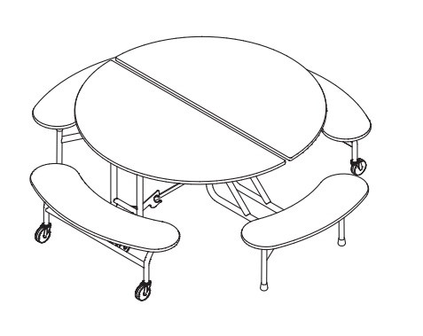 CafeWay Round Cafeteria Table with Four Benches - KI | Affordable ...