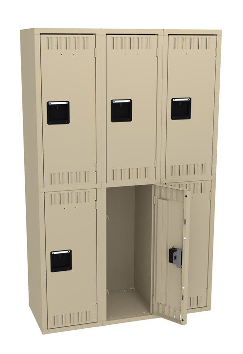 Tennsco DTK-151836-C Unassembled Steel Double Tier 3 Wide Locker ...