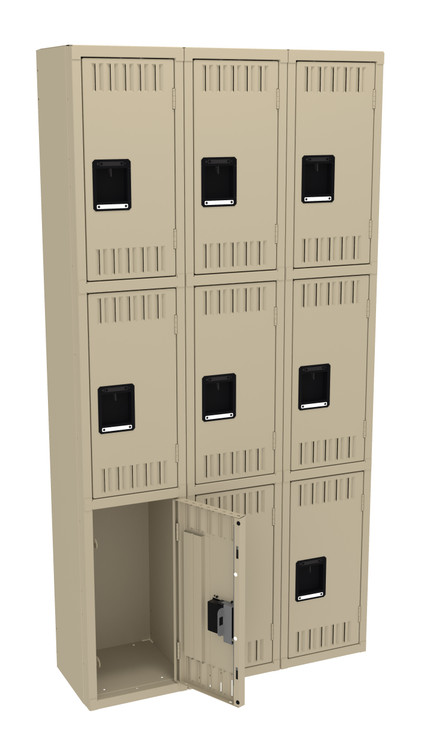 Tennsco TTS-121224-C Assembled Steel Triple Tier 3 Wide Locker without ...