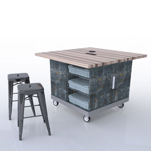 Quad Pod Table with Butcher Block Top - CEF | Affordable Workstations ...