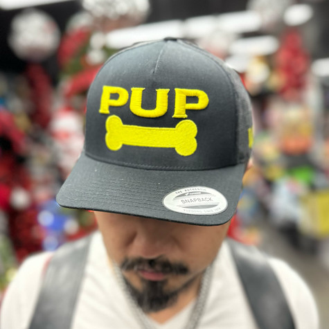 Pup Bone Snapback Cap (Black/Yellow) - Rough Trade Gear