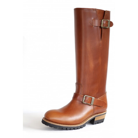 Engineer Boss 18'' Brown Leather Boots - Embossy