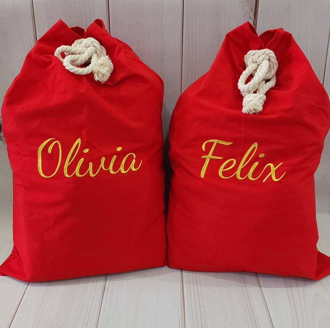 Red Linen Santa Sack