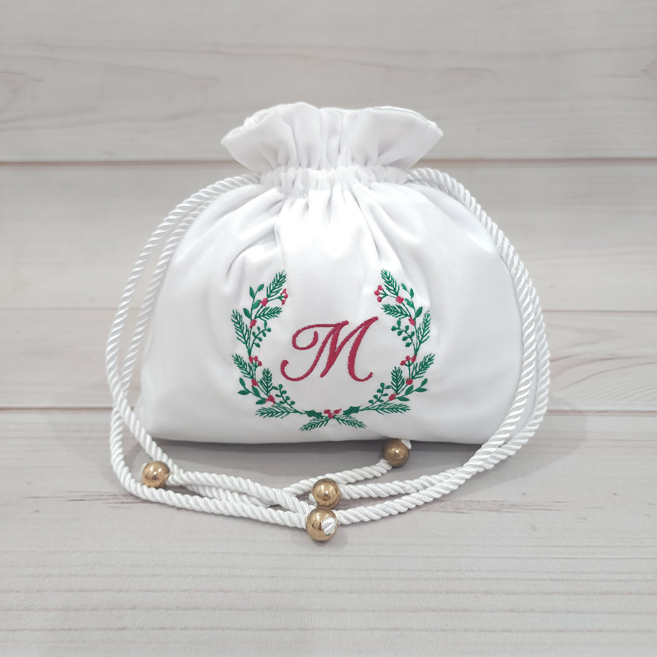 Mini White Velvet Christmas Sack