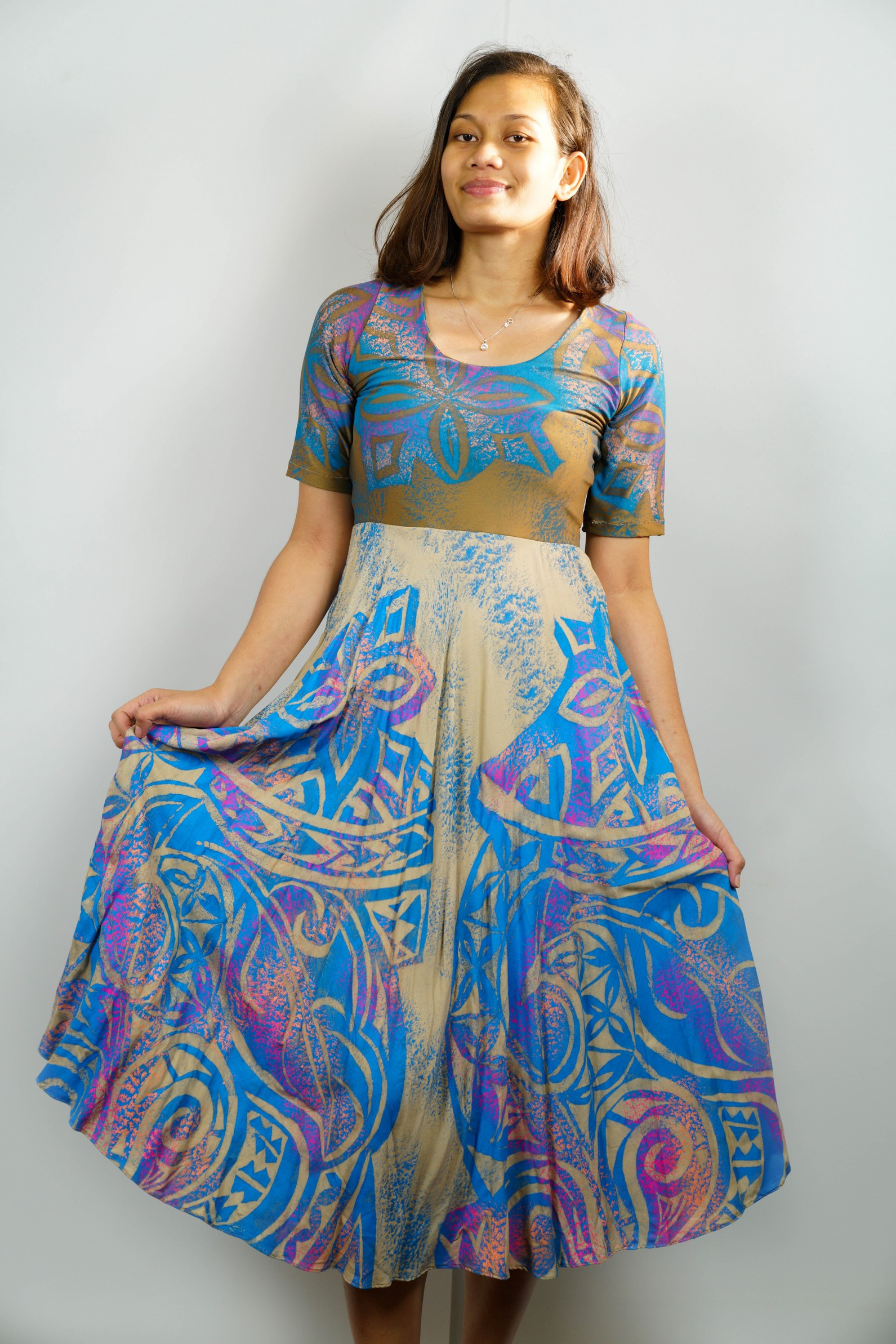 Samoan Dress KALOLO MU'U PINK - SZ 16 - Janet's