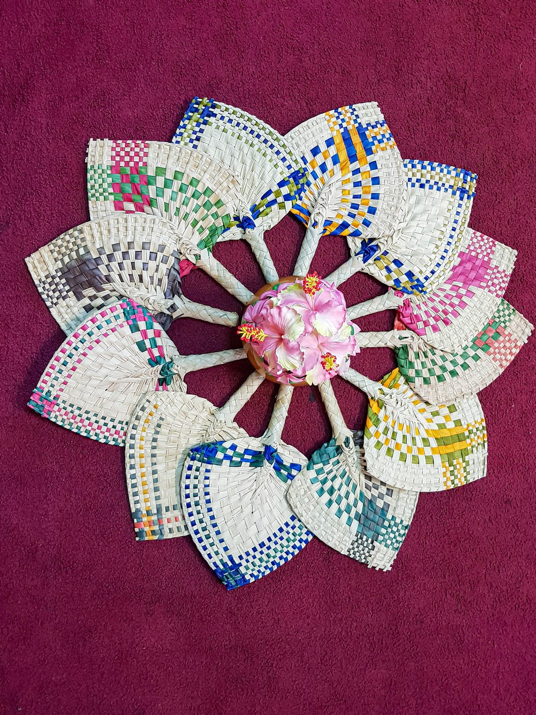 Samoan Wedding Fans EDGED SET of 12 - Janet's